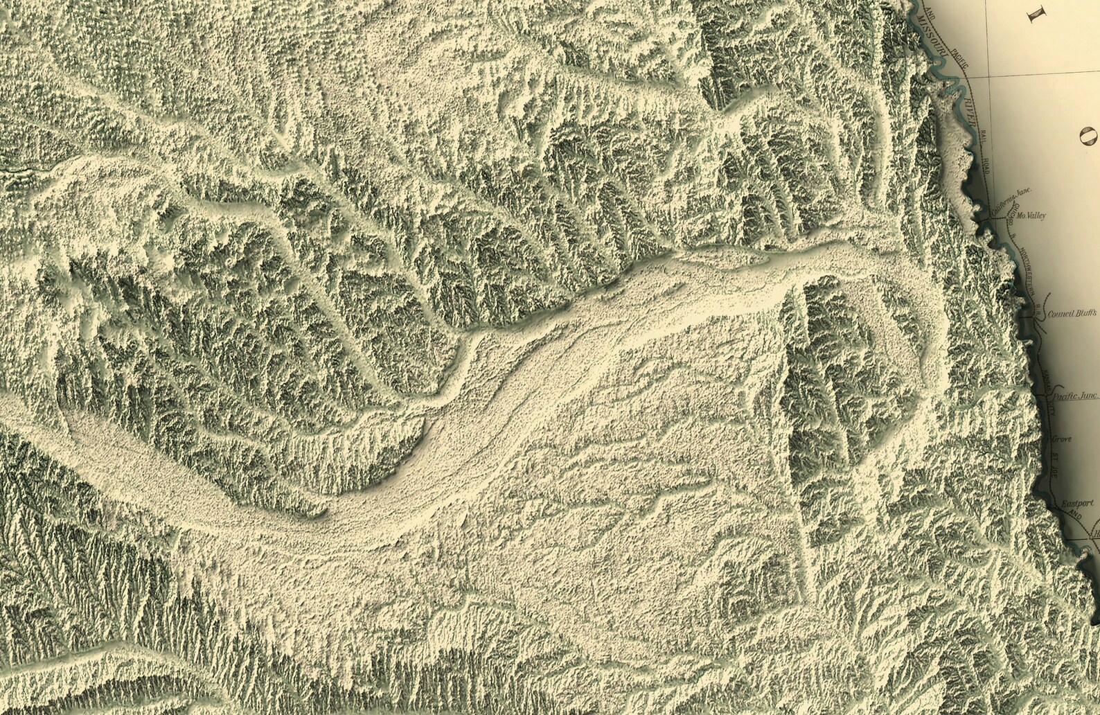Nebraska Map, Nebraska 2D Relief Map, Nebraska Vintage Map, Nebraska ...
