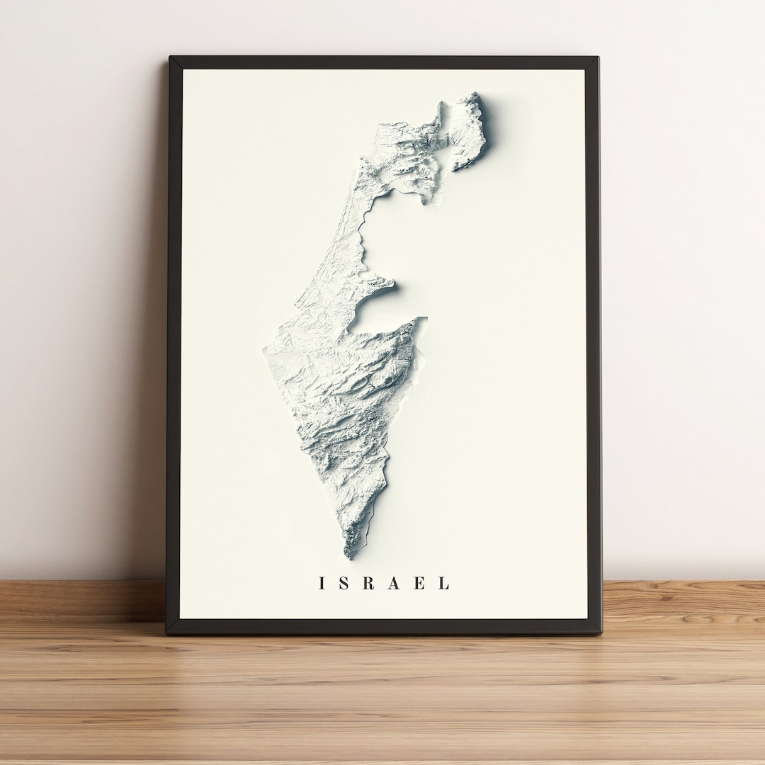 Israel Map, Israel 2D Relief Map, Israel Vintage Map, Israel Poster ...