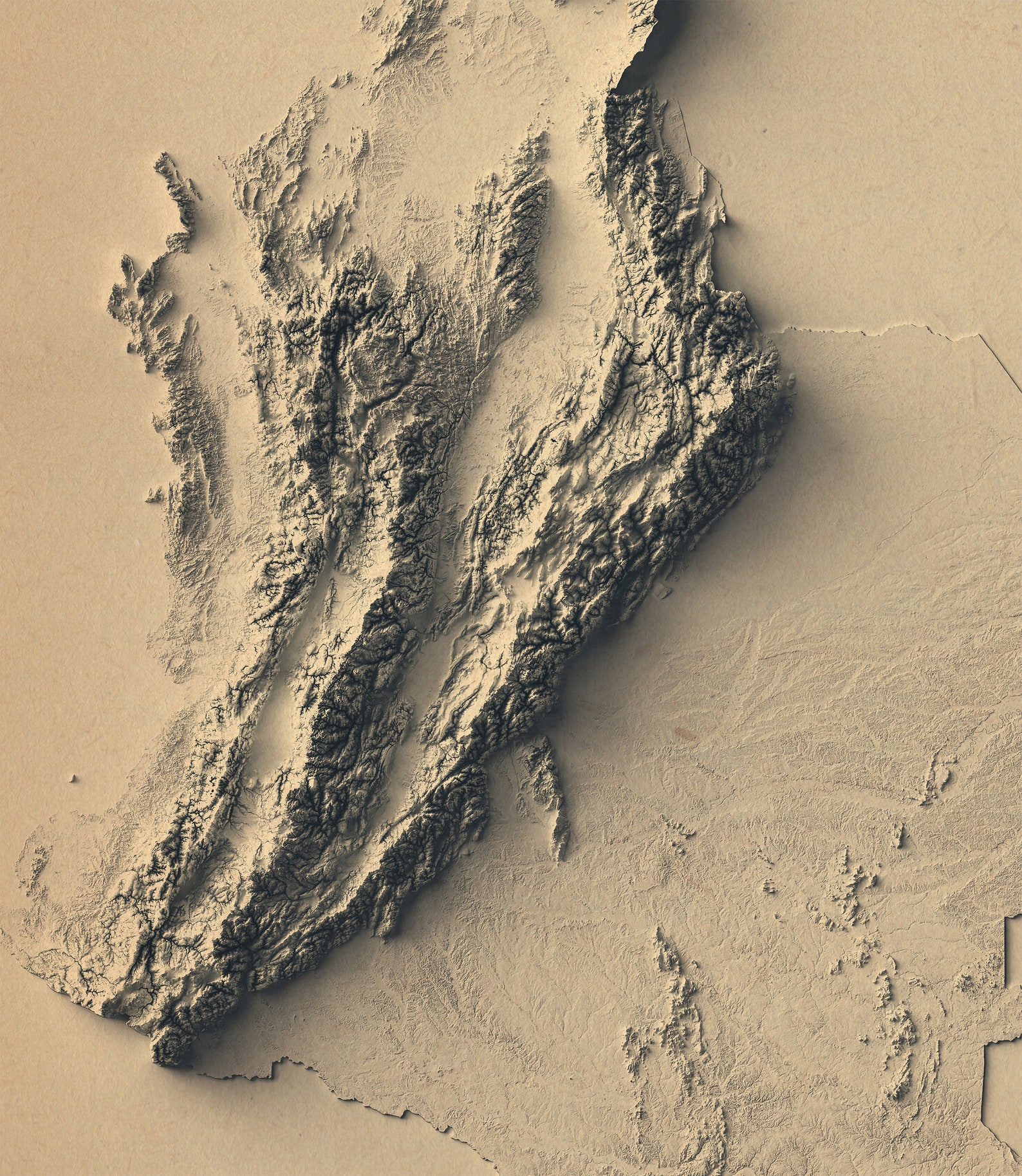 Colombia Map, Colombia 2D Relief Map, Colombia Vintage Map, Colombia ...