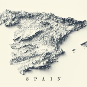 Spain Map Spain 2D Relief Map Spain Vintage Map Spain - Etsy