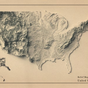 United States Map USA 2D Relief Map America Map USA Map - Etsy