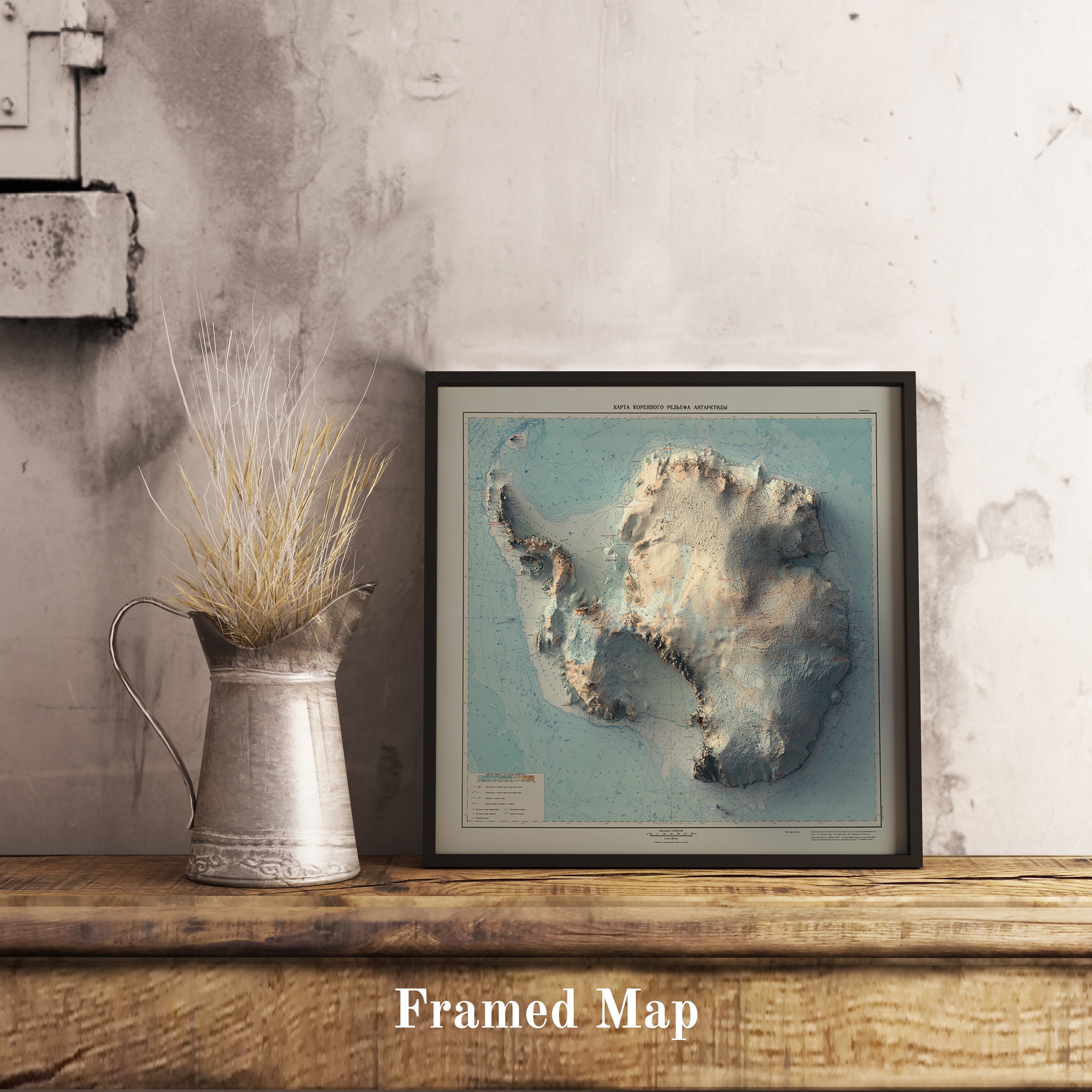 Antarctica Map (cyrillic Russian Map), Antarctica 2D Relief Map ...