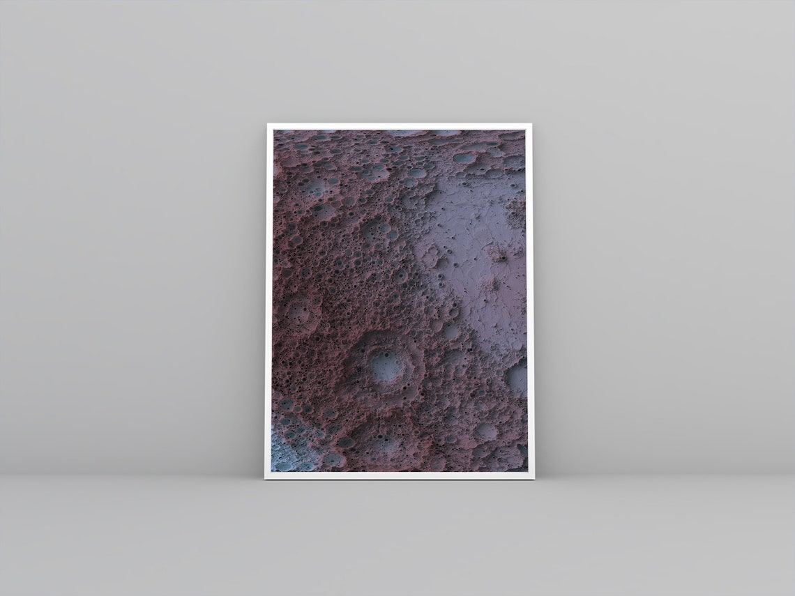 Moon Map Moon 2D Relief Map Moon Vintage Map Moon Print - Etsy