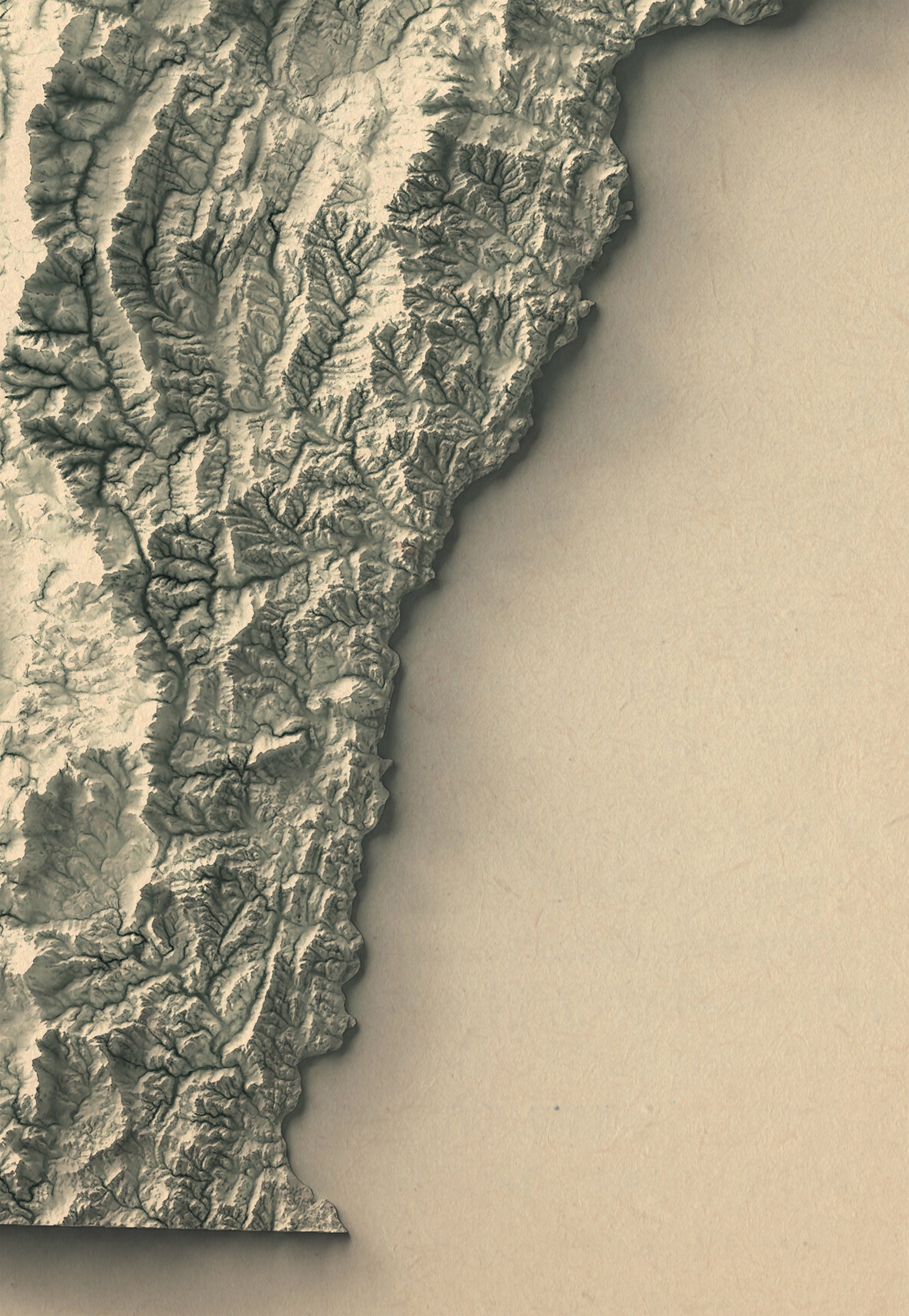 Vermont Map, Vermont 2D Relief Map, Vermont Minimalist Poster, Vermont ...