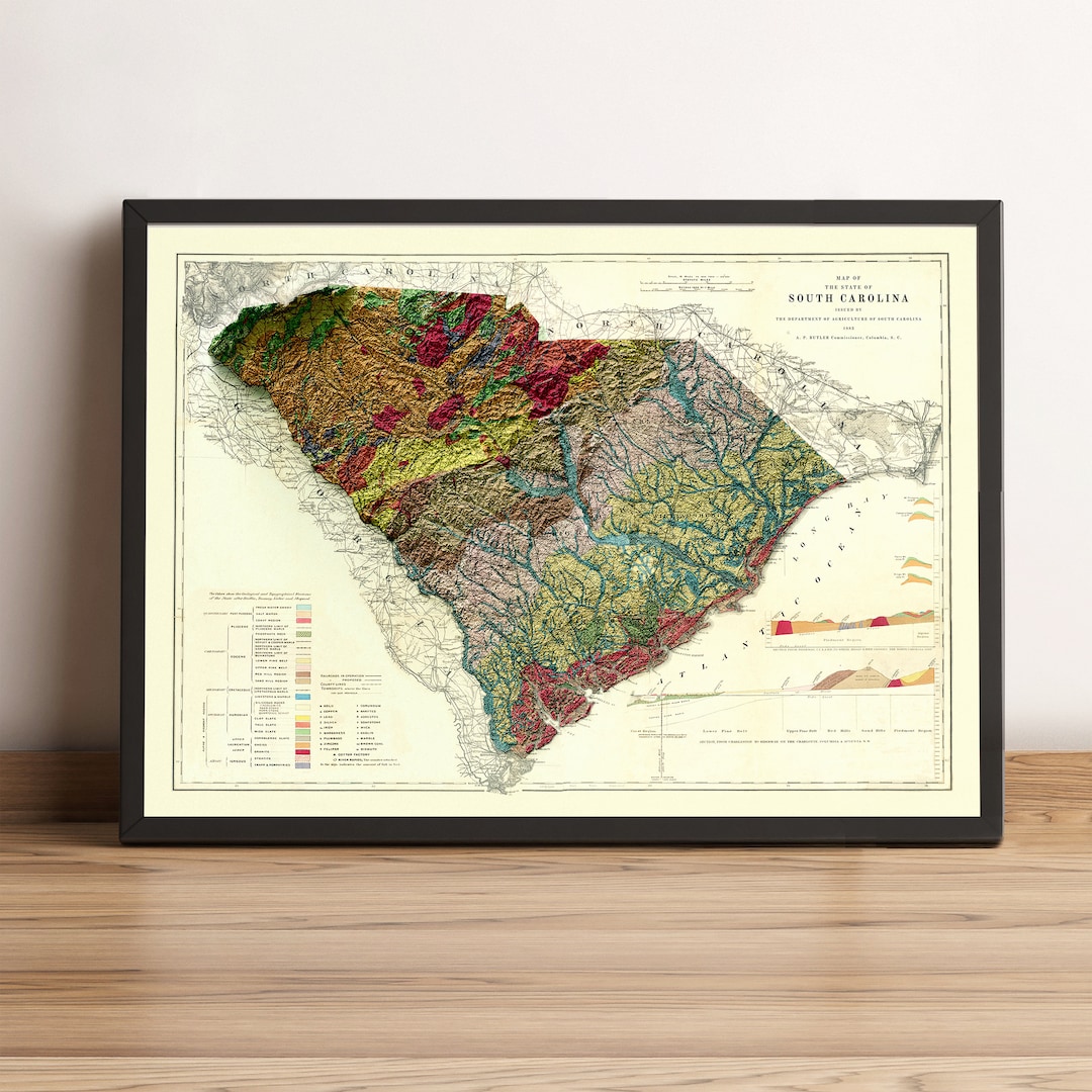 South Carolina Map, South Carolina 2D Relief Map, South Carolina ...