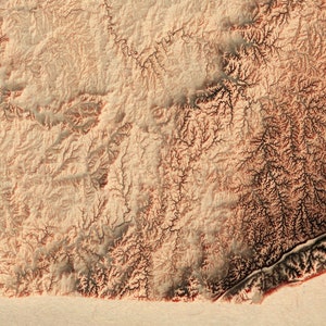 Kentucky Map, Kentucky 2D Relief Map, Kentucky Vintage Map, Kentucky ...