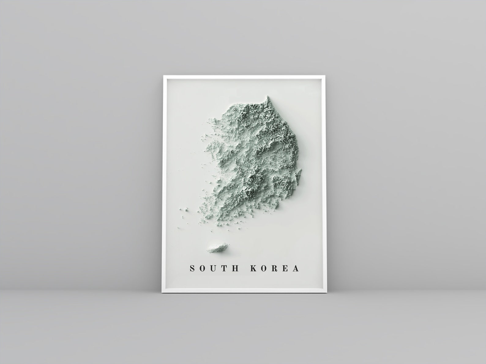 South Korea Map, South Korea 2D Relief Map, South Korea Vintage Print ...