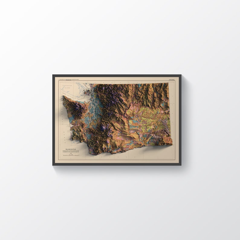 Washington Soil Map Washington 2D Relief Map Washington Soil - Etsy