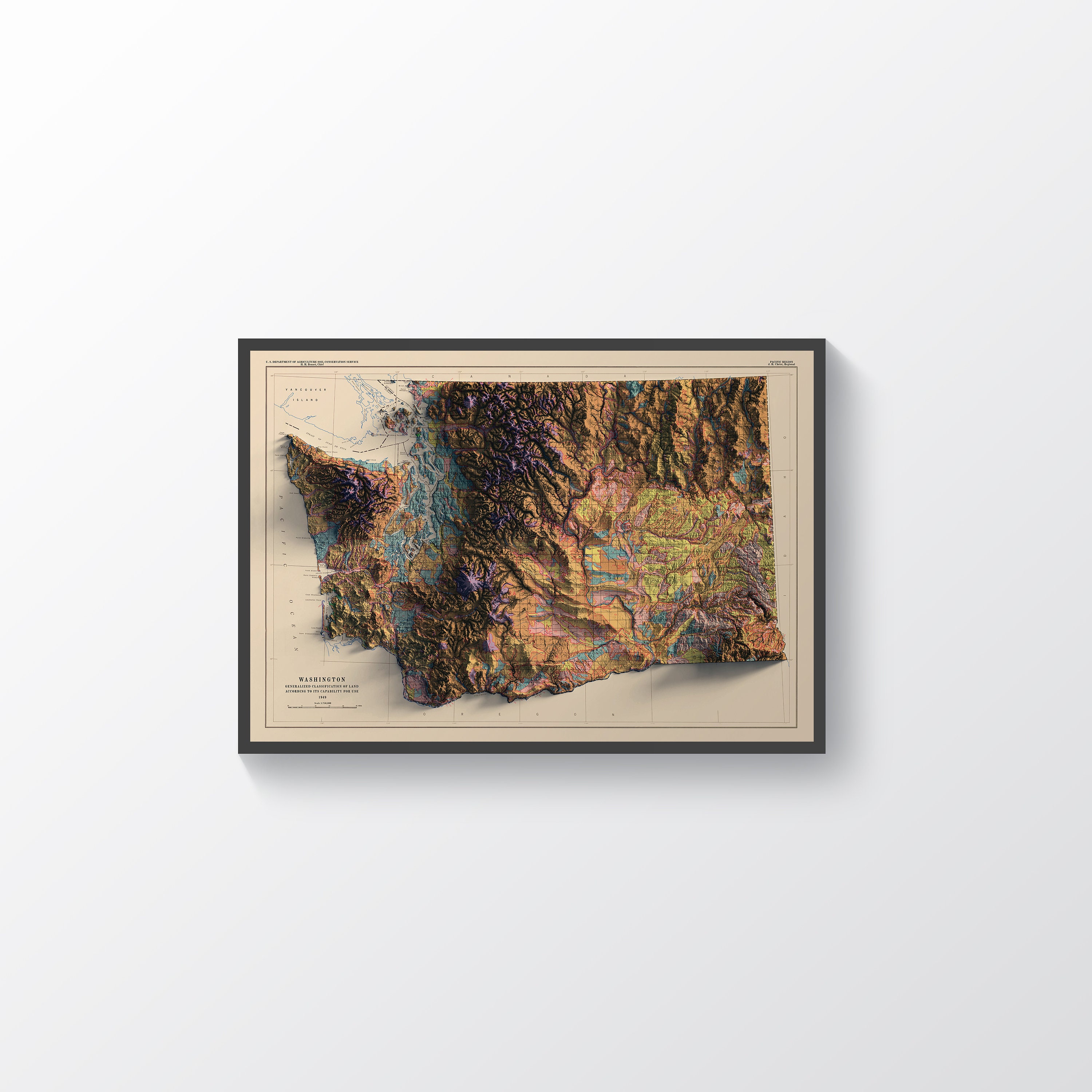 Washington Soil Map Washington 2D Relief Map Washington Soil - Etsy