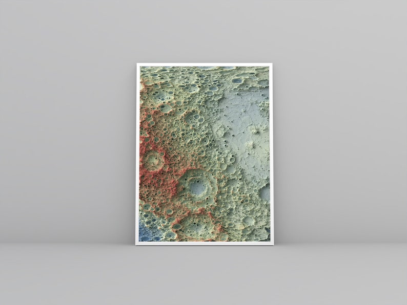 Moon Map Moon 2D Relief Map Moon Vintage Map Moon Framed - Etsy