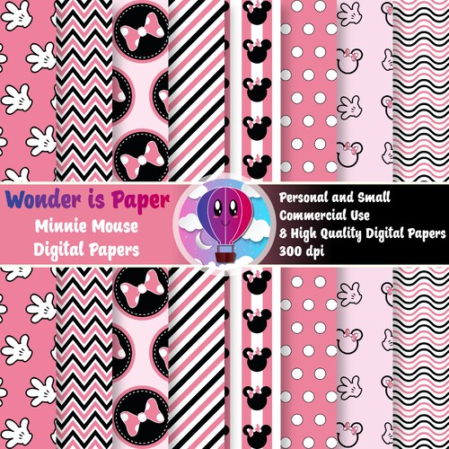 Mouse Bowtique Digital Papers Minnie and Daisy Girls - Etsy