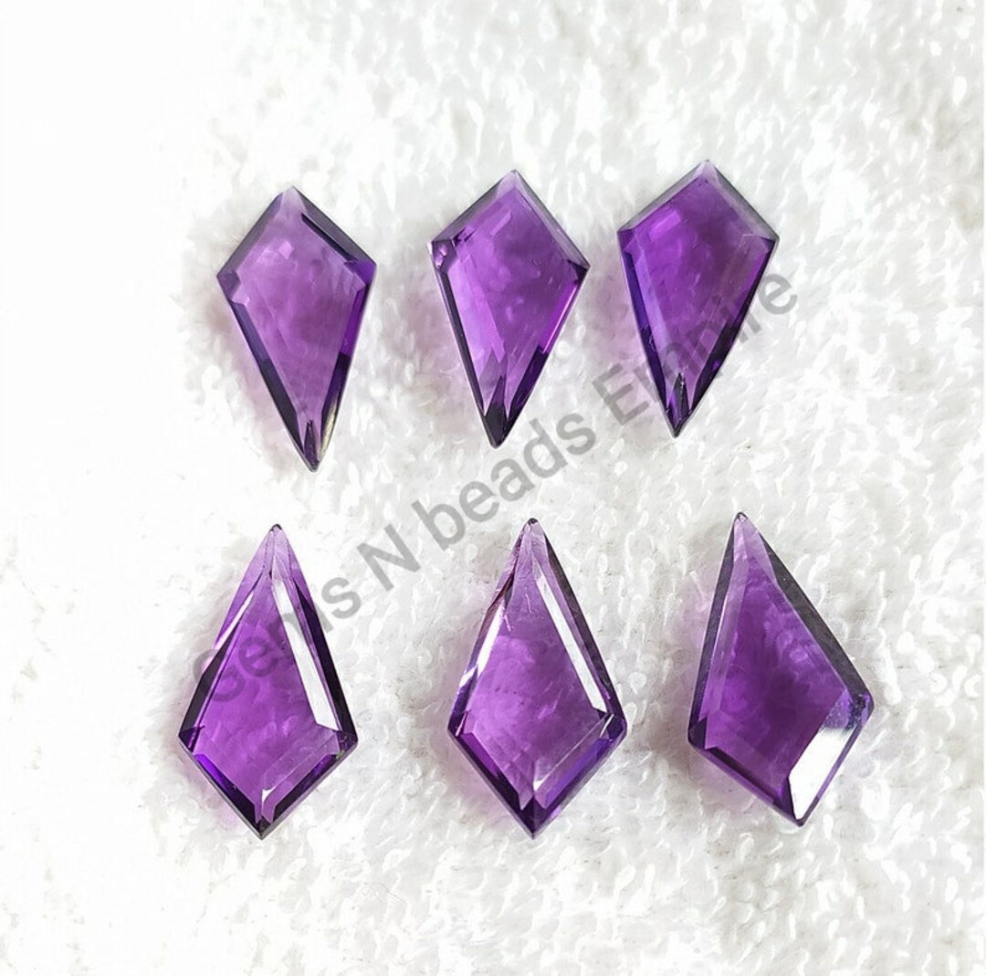 Big Size 30x15mm 1 Pair Amethyst Quartz, Kite Shape, Tablet, Faceted ...