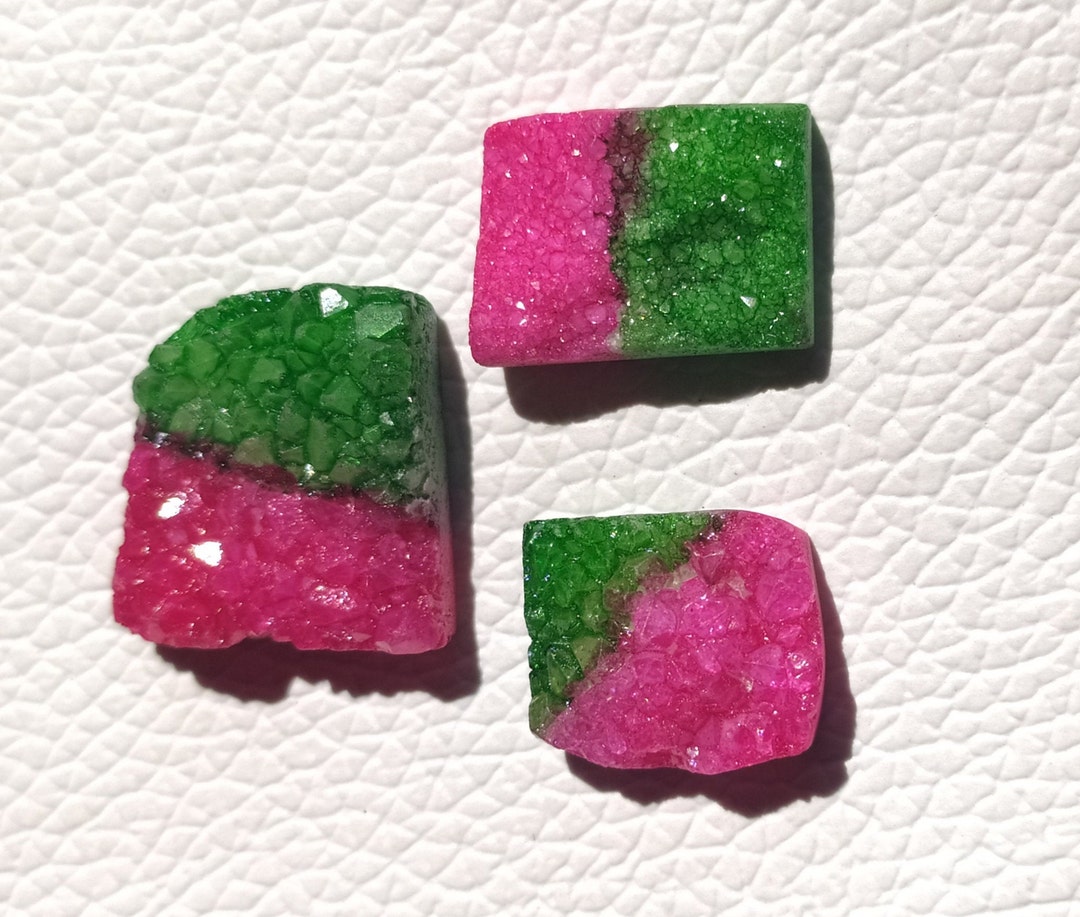 3 Pcs Beautiful Quality Dual Color Druzy,approximately 18x18 Mm 14x12 ...