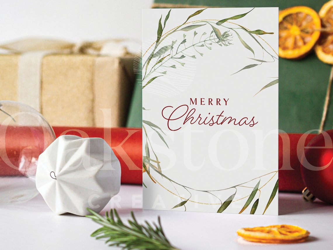 Modern Christmas Card Mockup, Rustic Holiday Stationery (PSD) - Etsy