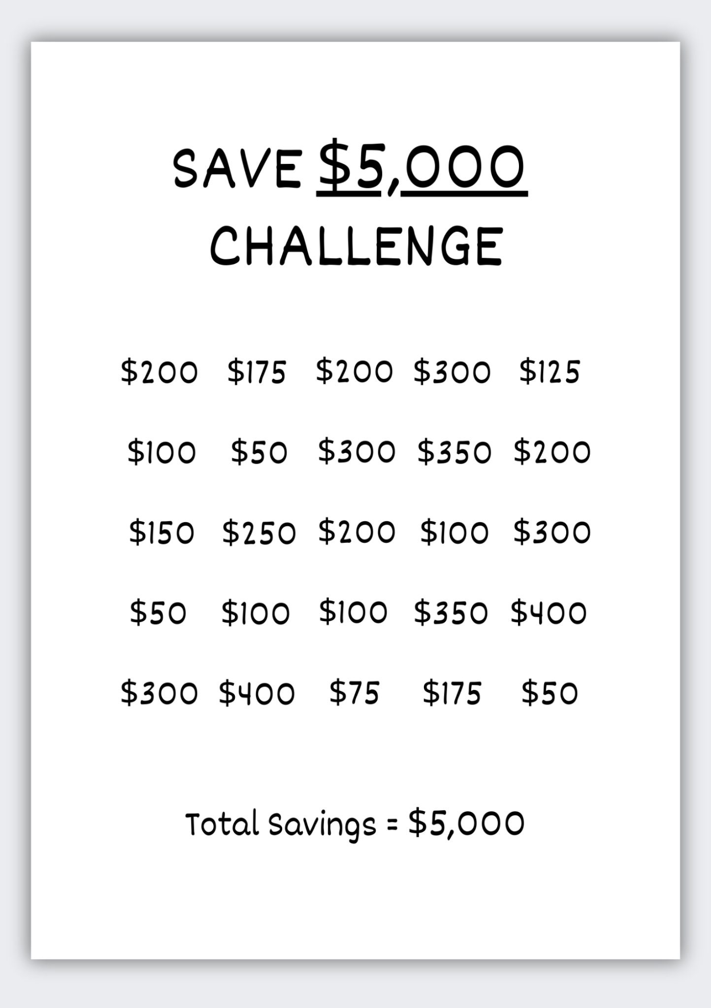 Savings Challenge Printable Savings Challenge Trackers Money Saving ...