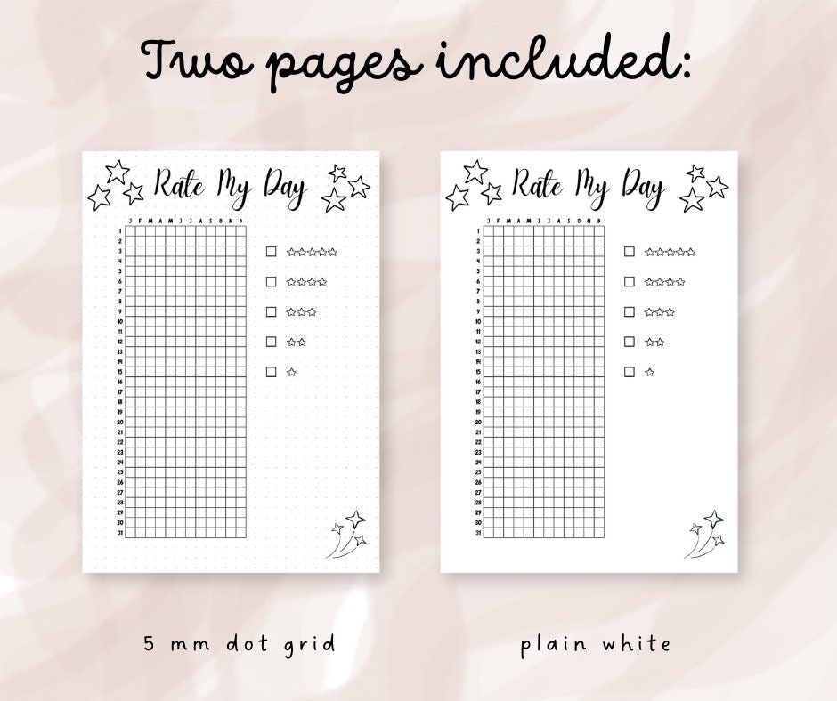 Rate My Day Printable Tracker | Bullet Journal Printables | Year in ...