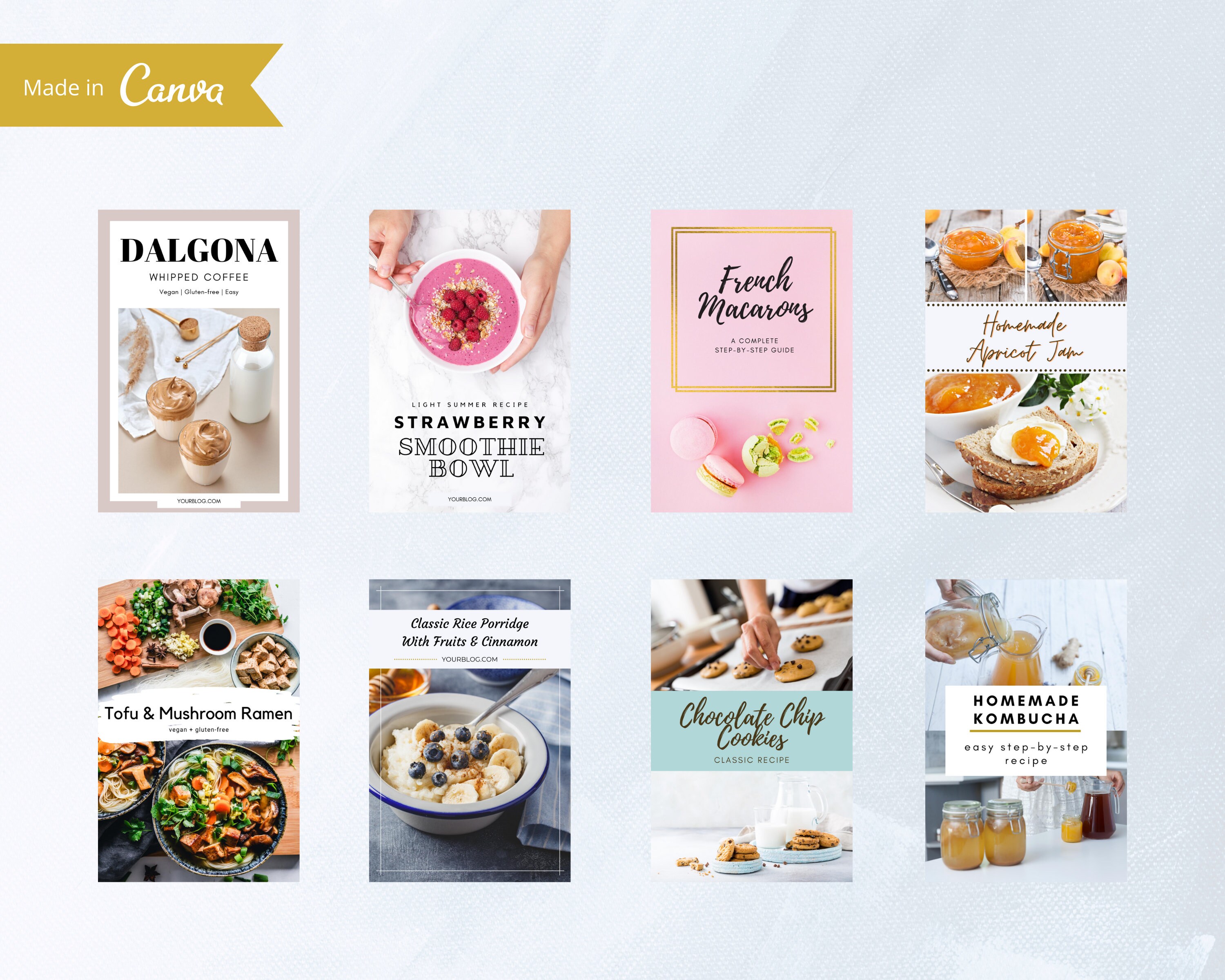 Pinterest Pin Templates for Food Bloggers, Canva Templates ...