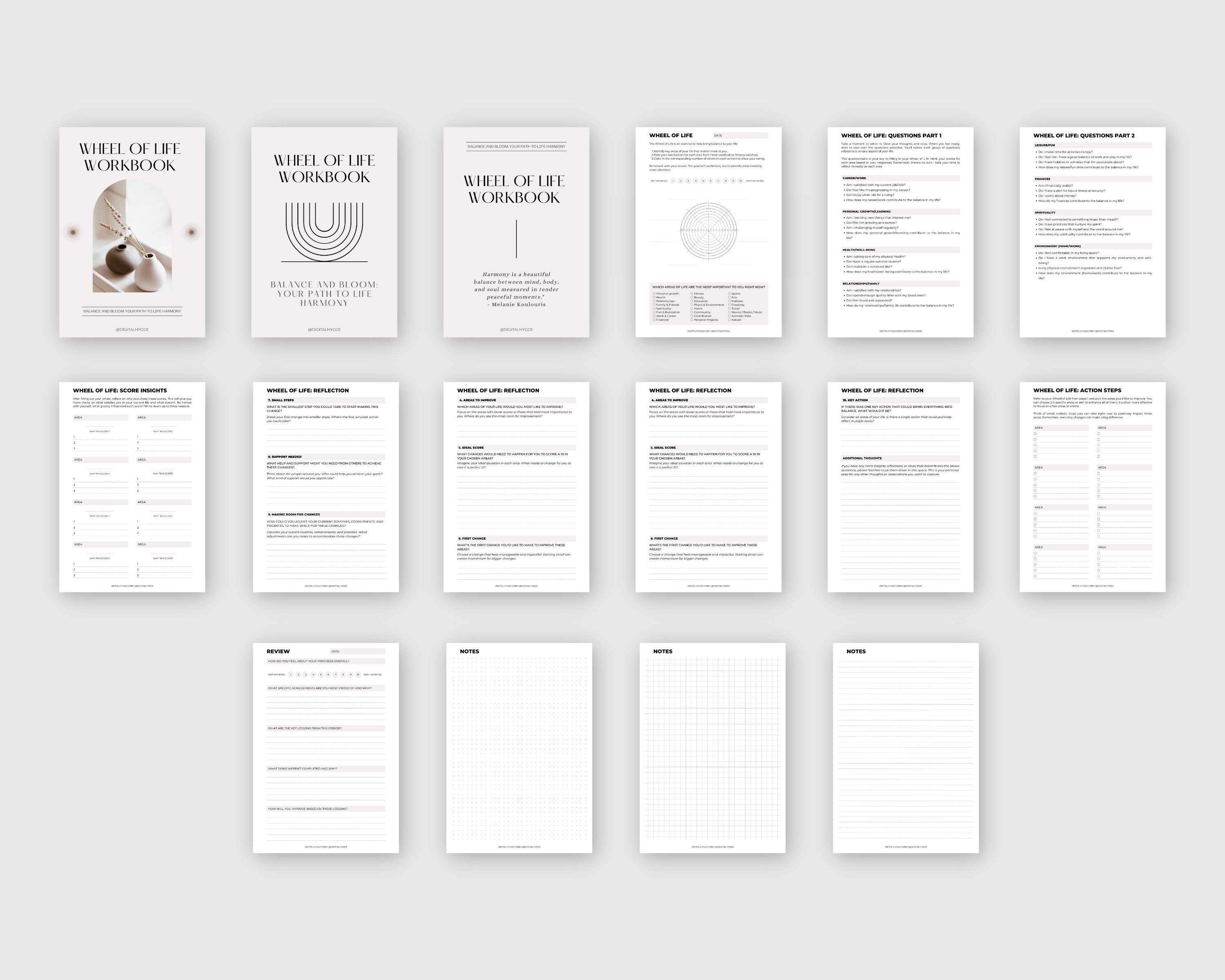 Wheel of Life Worksheets: Coaching Goal Setting Planner (canva Template ...