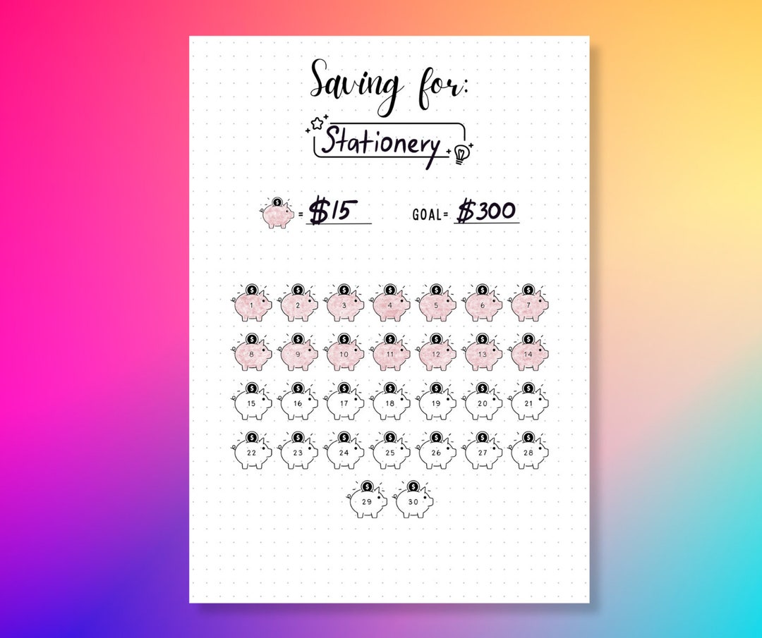 30 Day Savings Tracker Printable Savings Challenge Printable Monthly ...