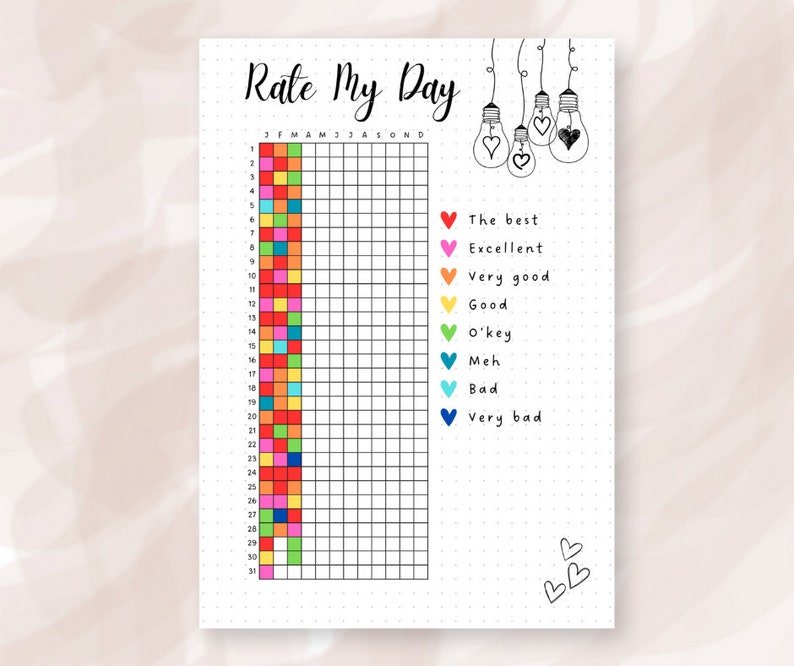 Year in Pixels Mood Tracker: Rate My Day Printable (A5 PDF) - Etsy
