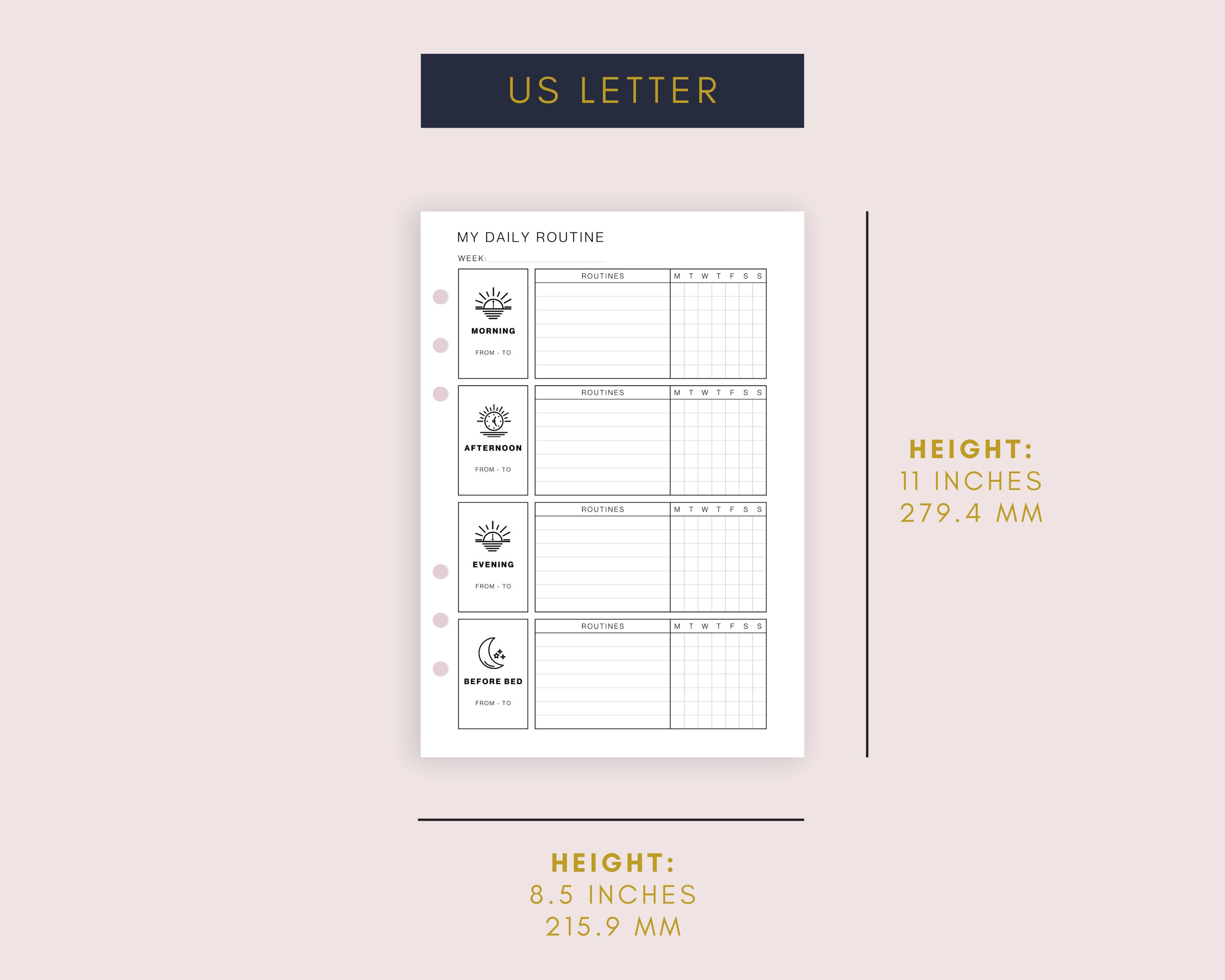 Daily Routine Checklist Editable Canva Template - Etsy