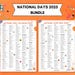 National Days Calendar Printable PDF | Landscape Horizontal Layout | 2025 National Holidays ...