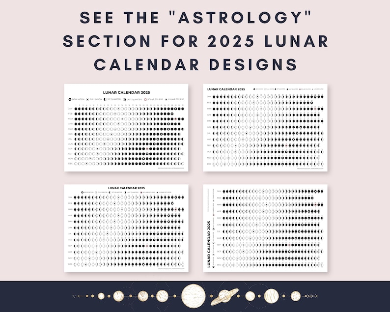 Lunar Months Calendar With Moon Phases | 13 Moons | Lunar Cycle | Lunar ...