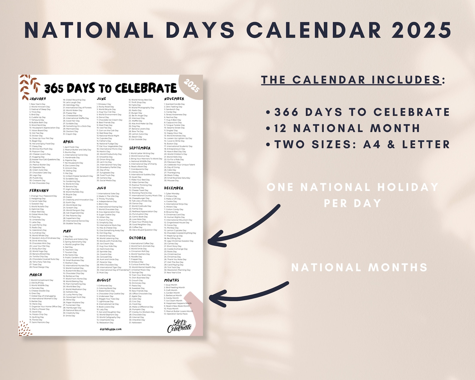 Printable National Days Calendar | Social Media Holidays Calendar 2025 ...