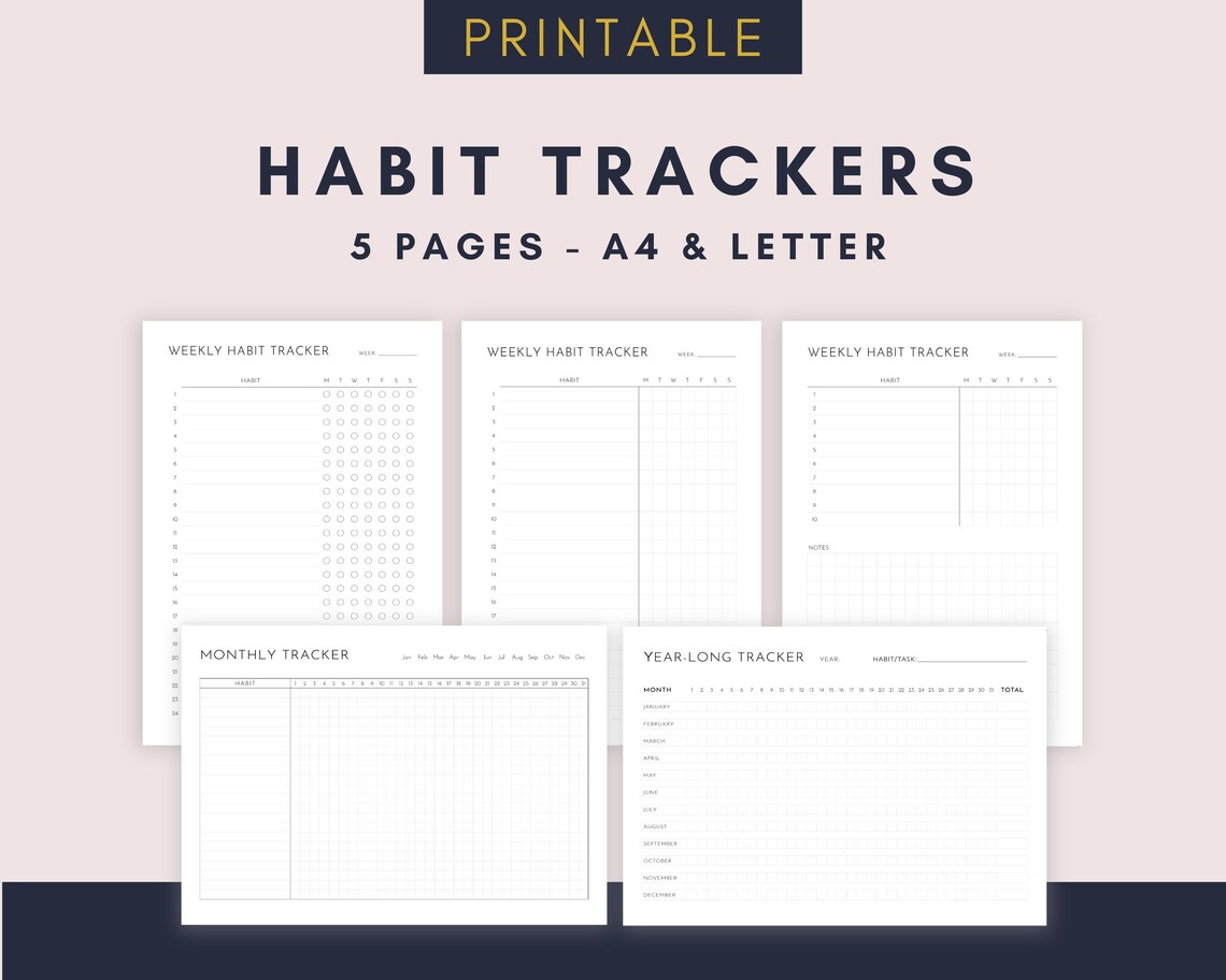 Habit Tracker Printable A4 & US Letter - Etsy