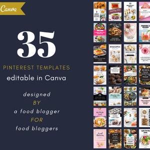 Pinterest Pin Templates for Food Bloggers, Canva Templates ...