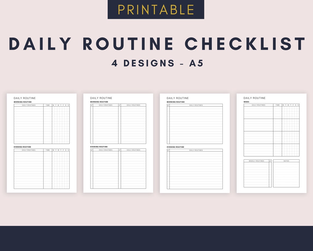 Morning & Evening Routine Checklist Printable A5 | Daily Habit Tracker ...