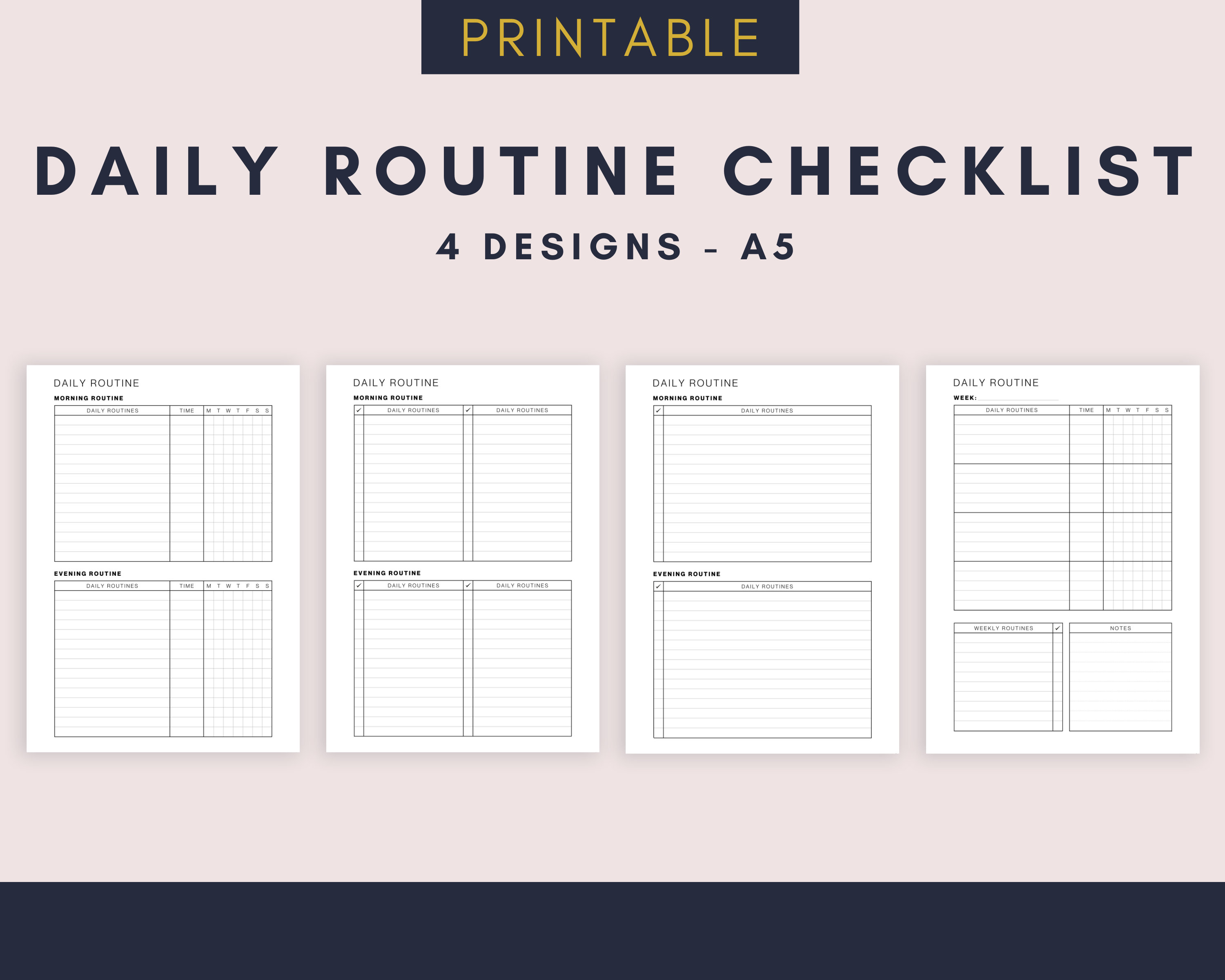 Morning & Evening Routine Checklist Printable A5 | Daily Habit Tracker ...