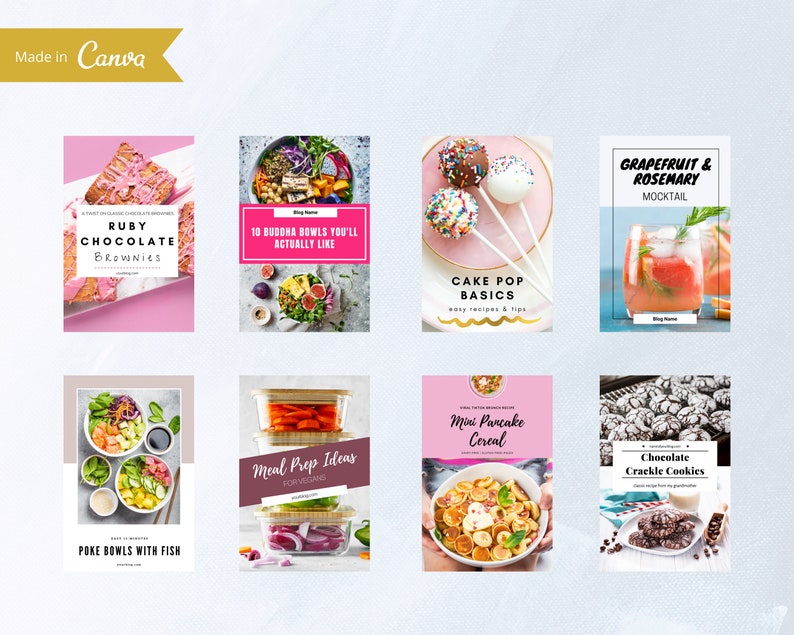 Pinterest Pin Templates for Food Bloggers, Canva Templates ...