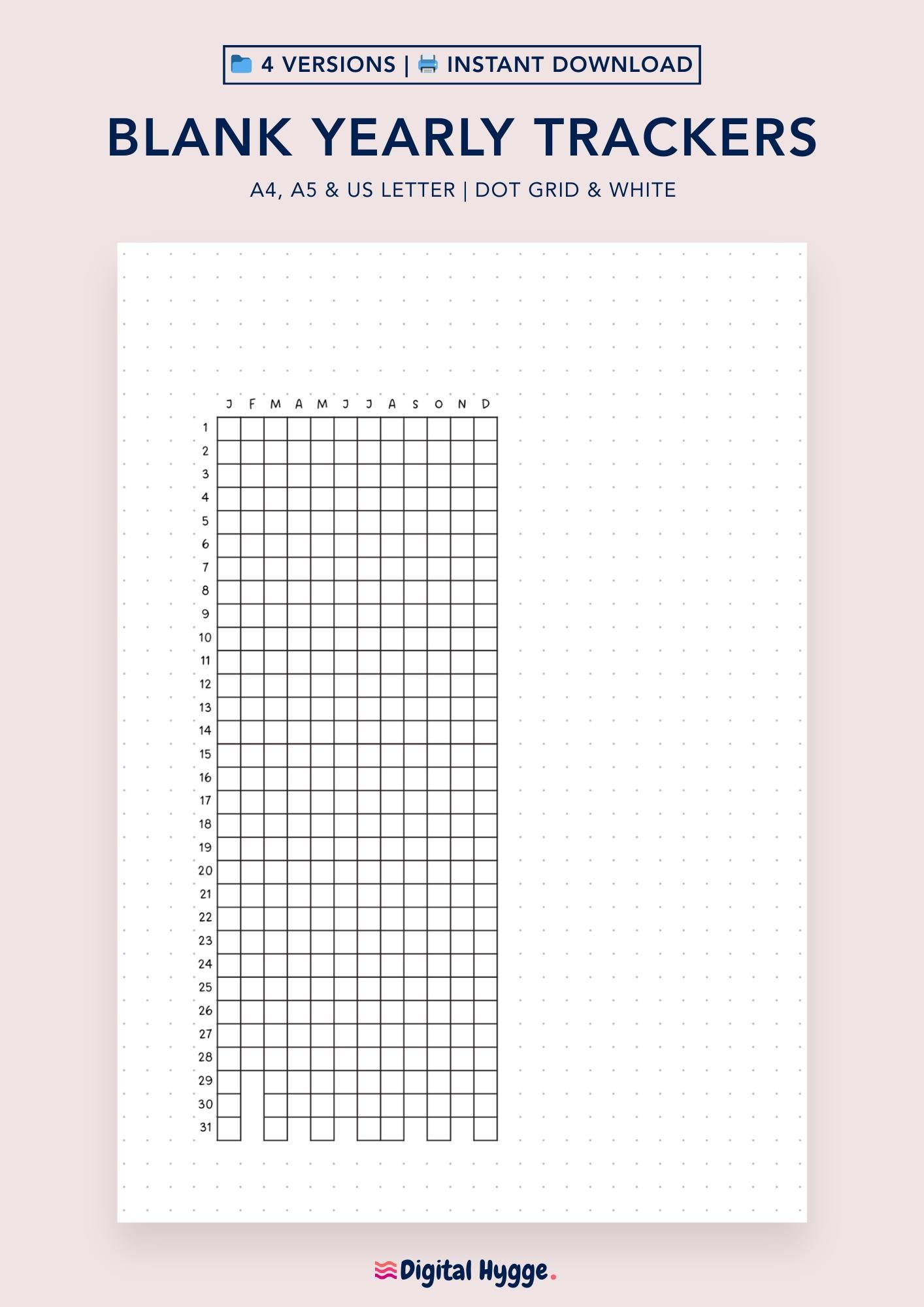 Yearly Habit Tracker Printable: Mood, Pixel, Grid Layout (PDF) - Etsy