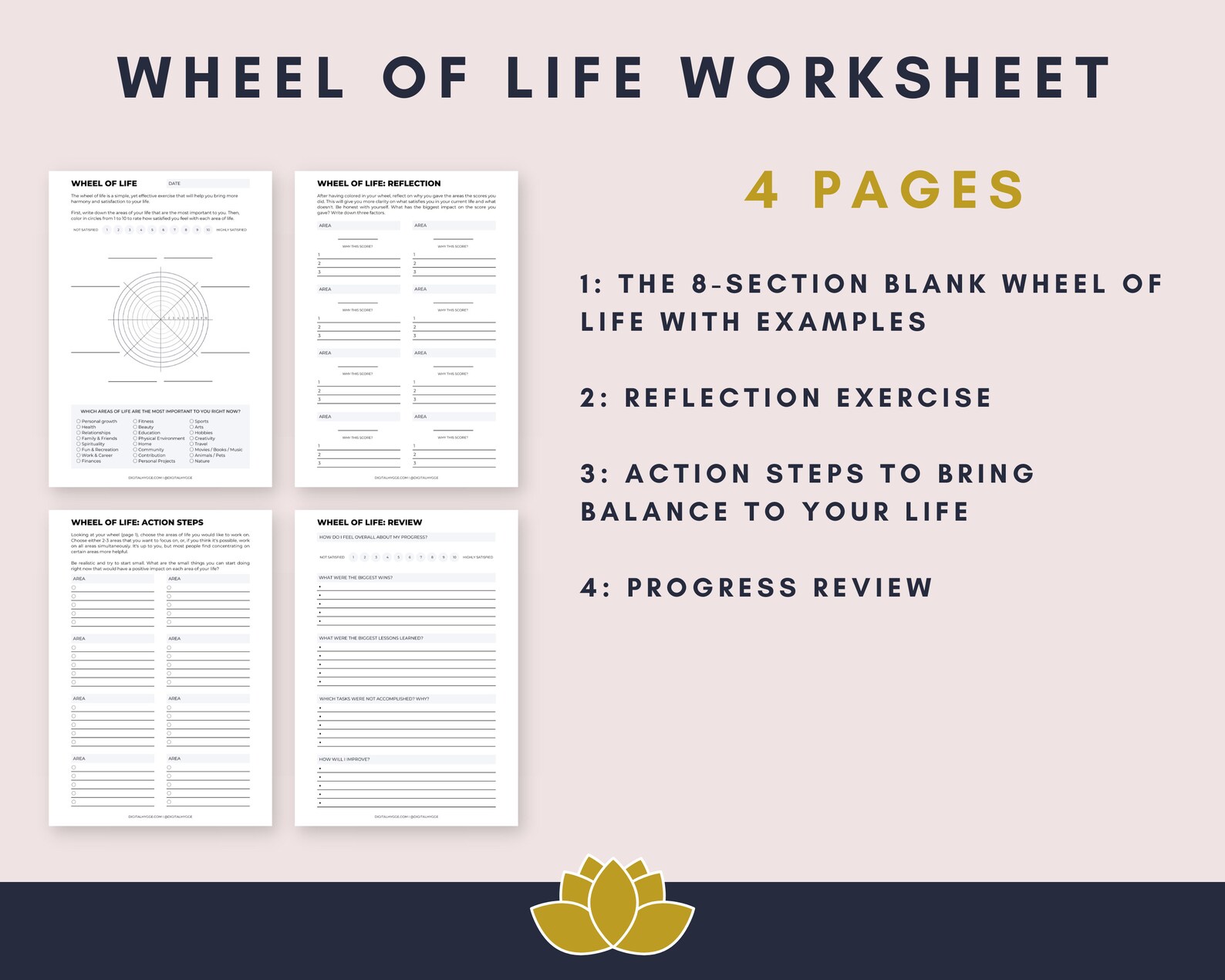 Wheel of Life Worksheets: Life Balance Clarity (A4, A5, US Letter) (PDF ...