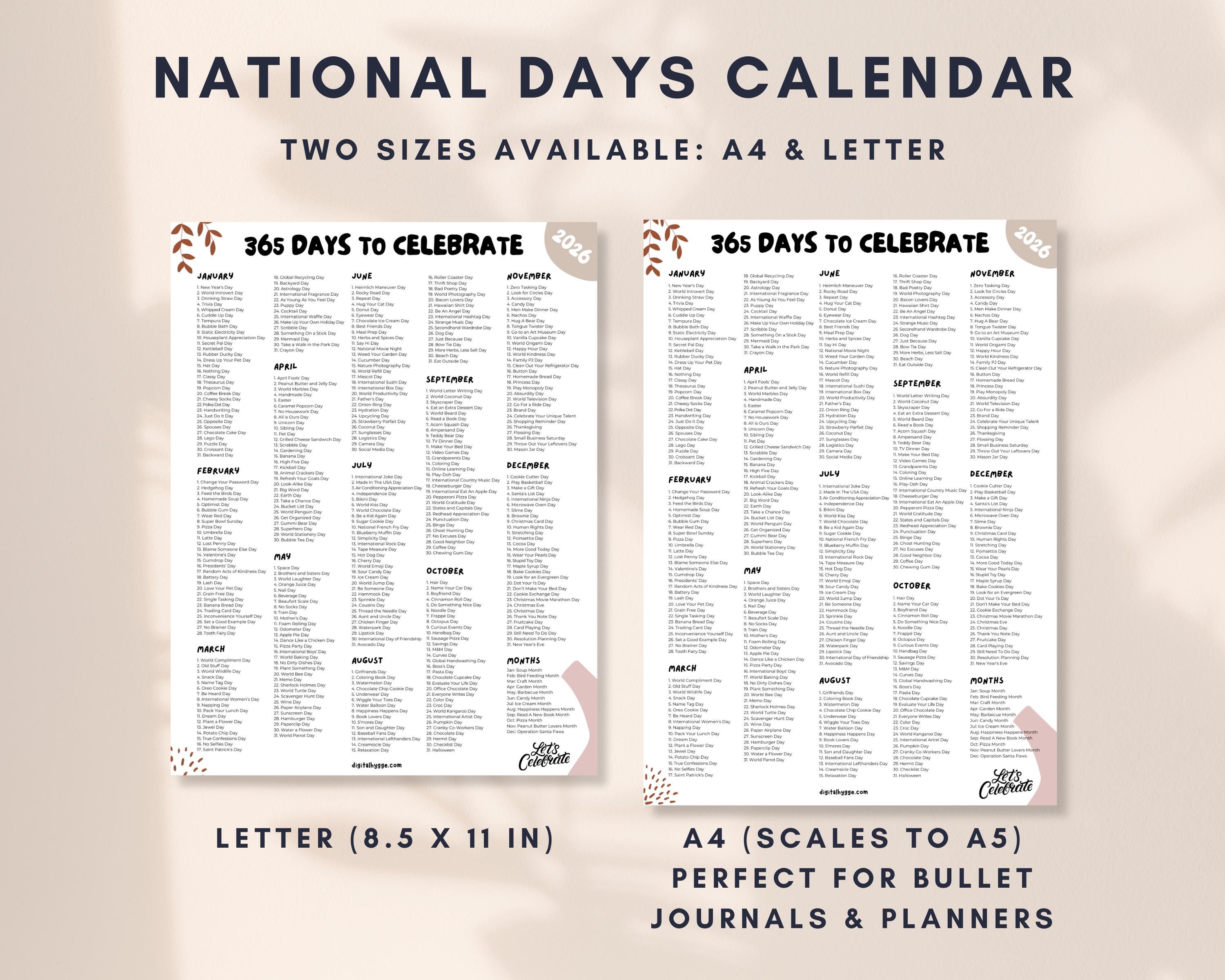 Printable National Days Calendar | Social Media Holidays Calendar 2025 ...
