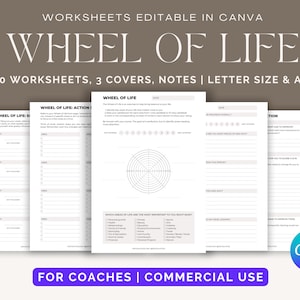 Wheel of Life Worksheets Editable Canva Template | Life Balance Wheel ...