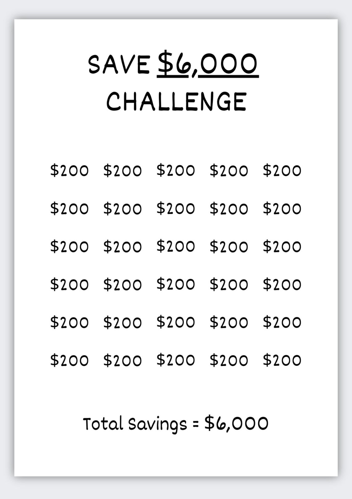 Savings Challenge Printable Savings Challenge Trackers Money Saving ...