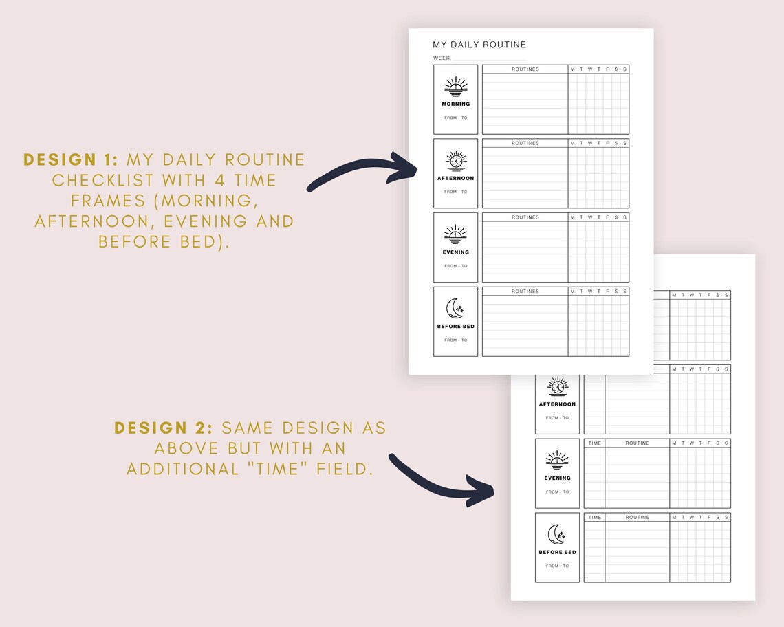 Daily Routine Checklist Editable Canva Template - Etsy