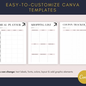Editable Meal Planner Template, Grocery List, Coupon Tracker, Sizes A4 ...