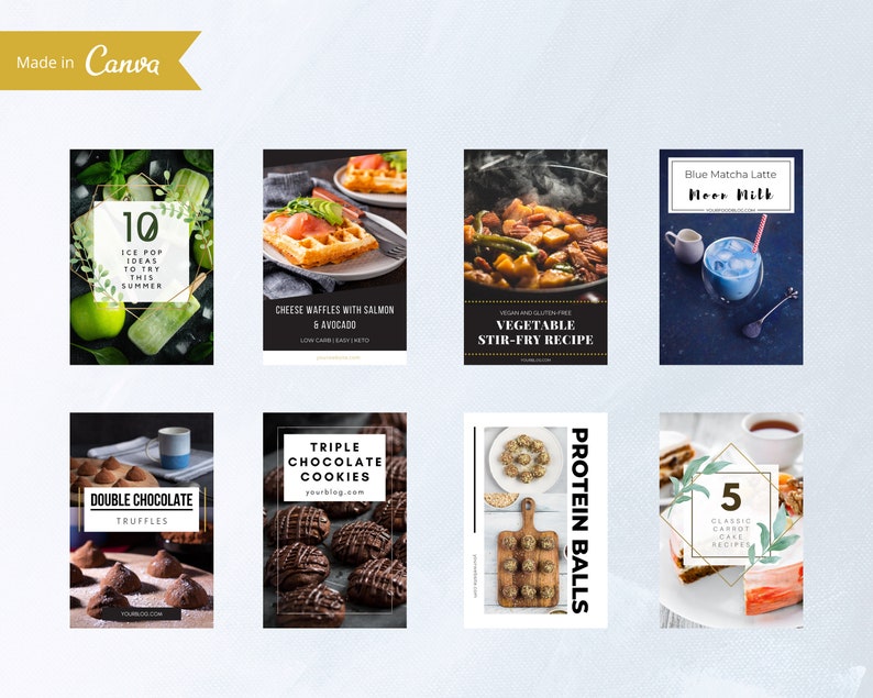 Pinterest Pin Templates for Food Bloggers, Canva Templates ...