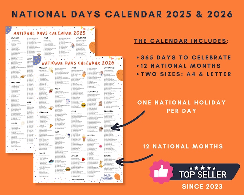 National Days Calendar Printable | 2026 National Holidays Calendar ...