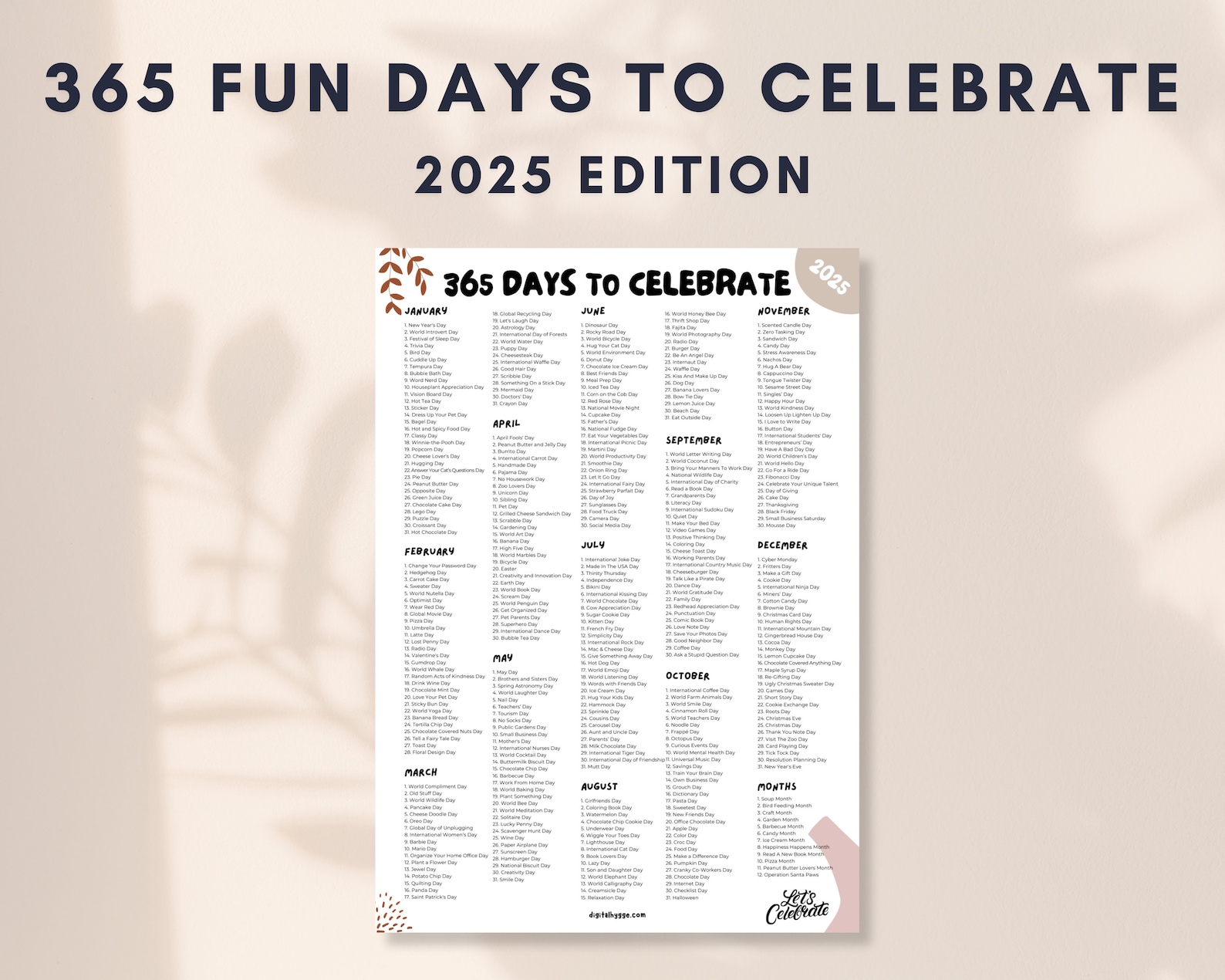 Printable National Days Calendar | Social Media Holidays Calendar 2025 ...