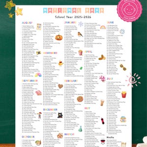 National Days Calendar 2025-2026: Kid-friendly Printable (PDF Download ...