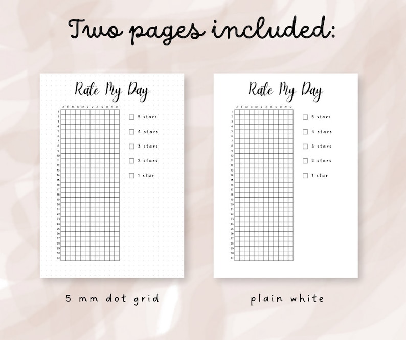 Rate My Day Bullet Journal Printable Tracker | Year in Pixels | Mood ...