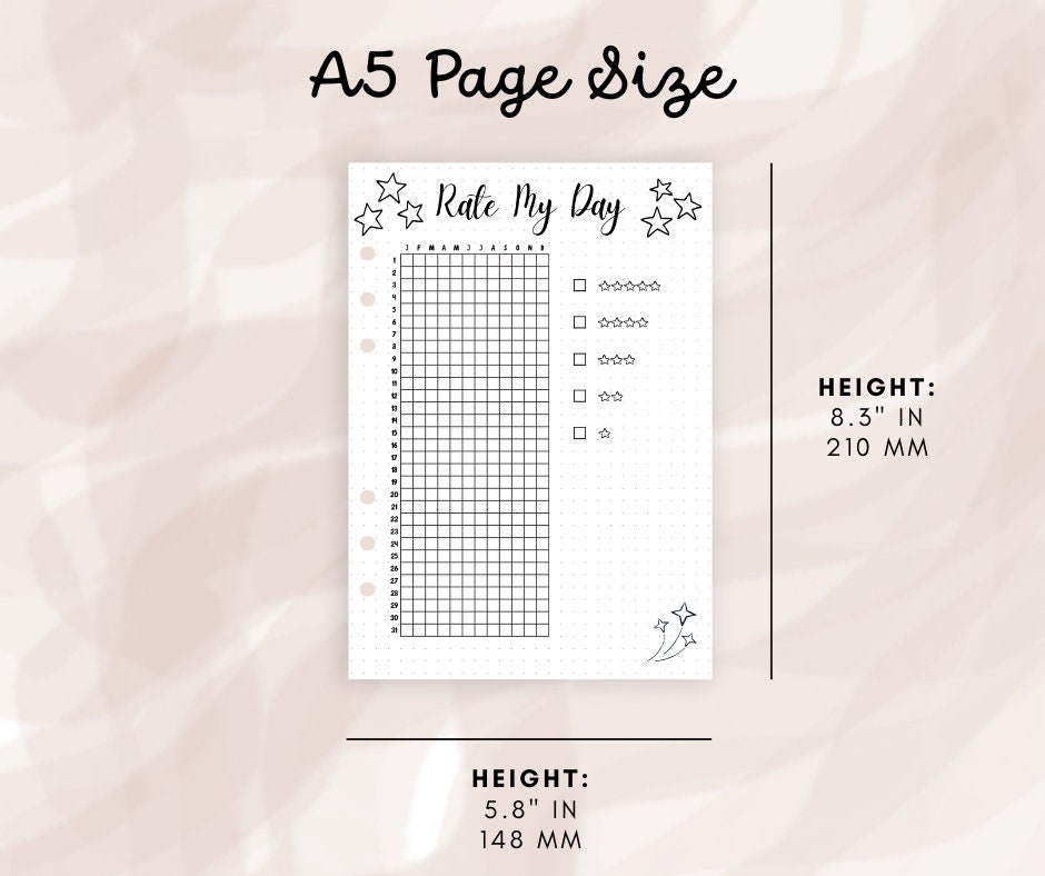 Rate My Day Printable Tracker Bullet Journal Printables Year in Pixels ...