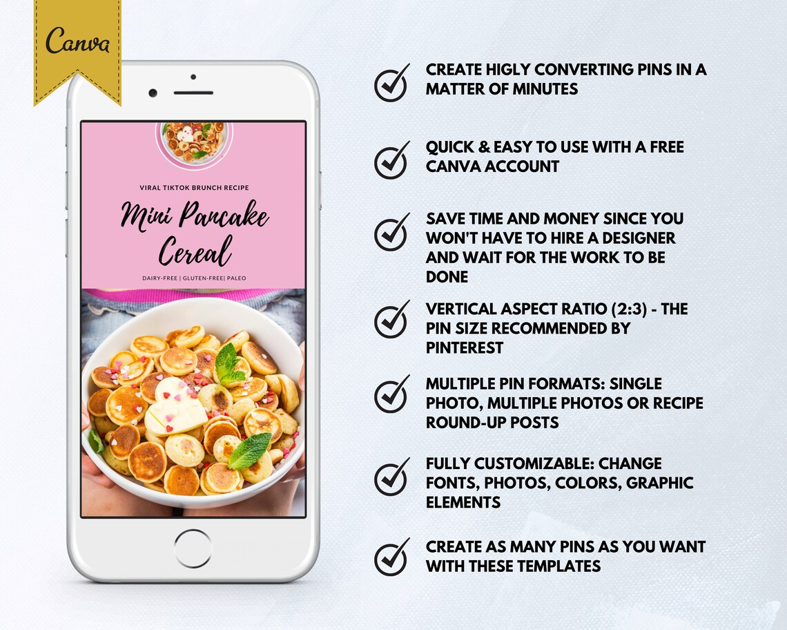 Pinterest Pin Templates for Food Bloggers, Canva Templates ...