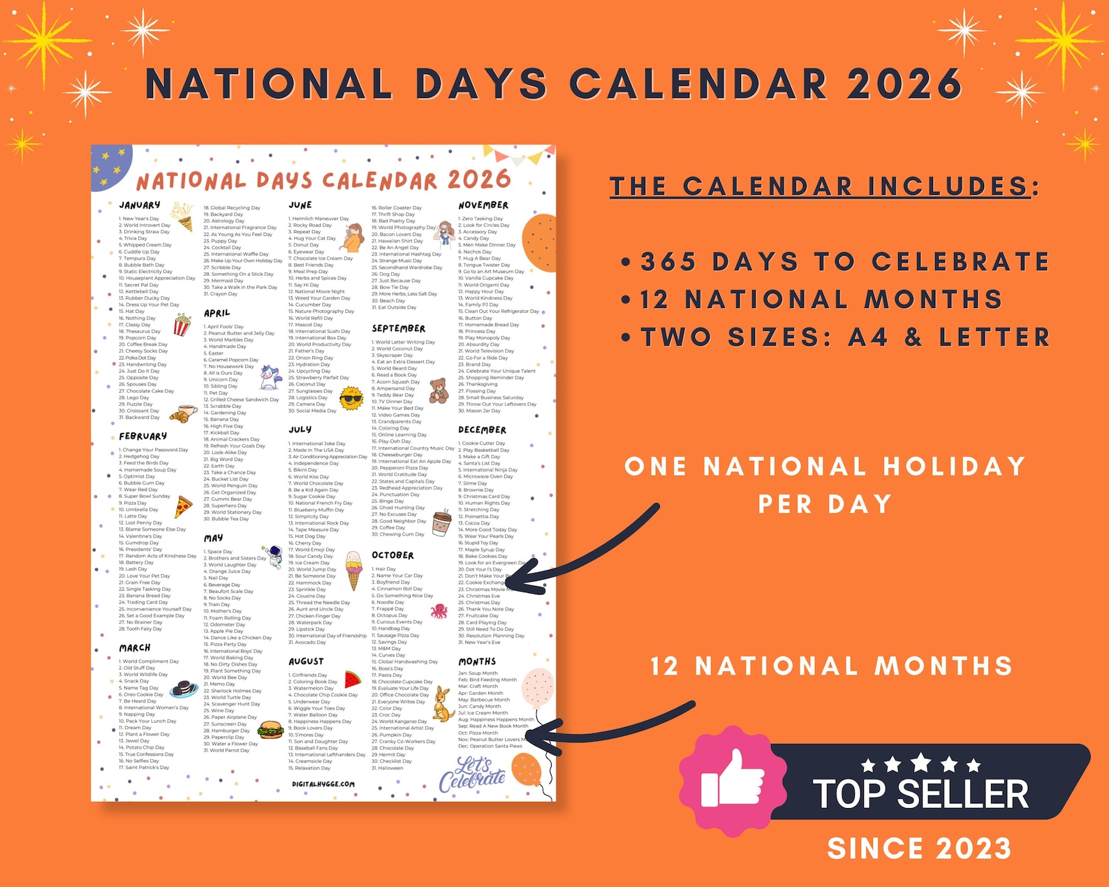National Days Calendar Printable | 2026 National Holidays Calendar ...