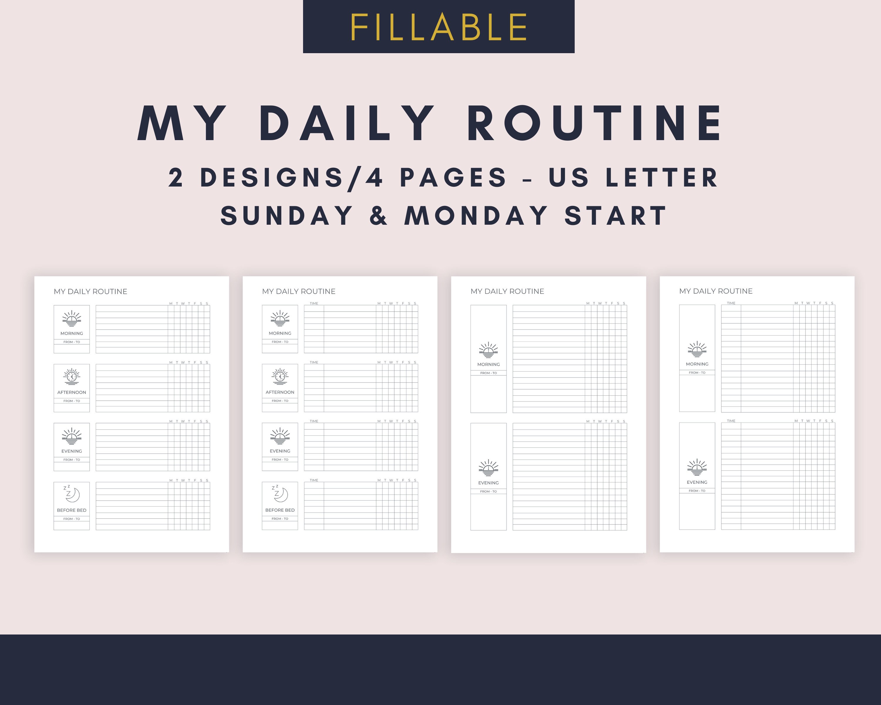My Daily Routine Checklist Fillable PDF - Etsy