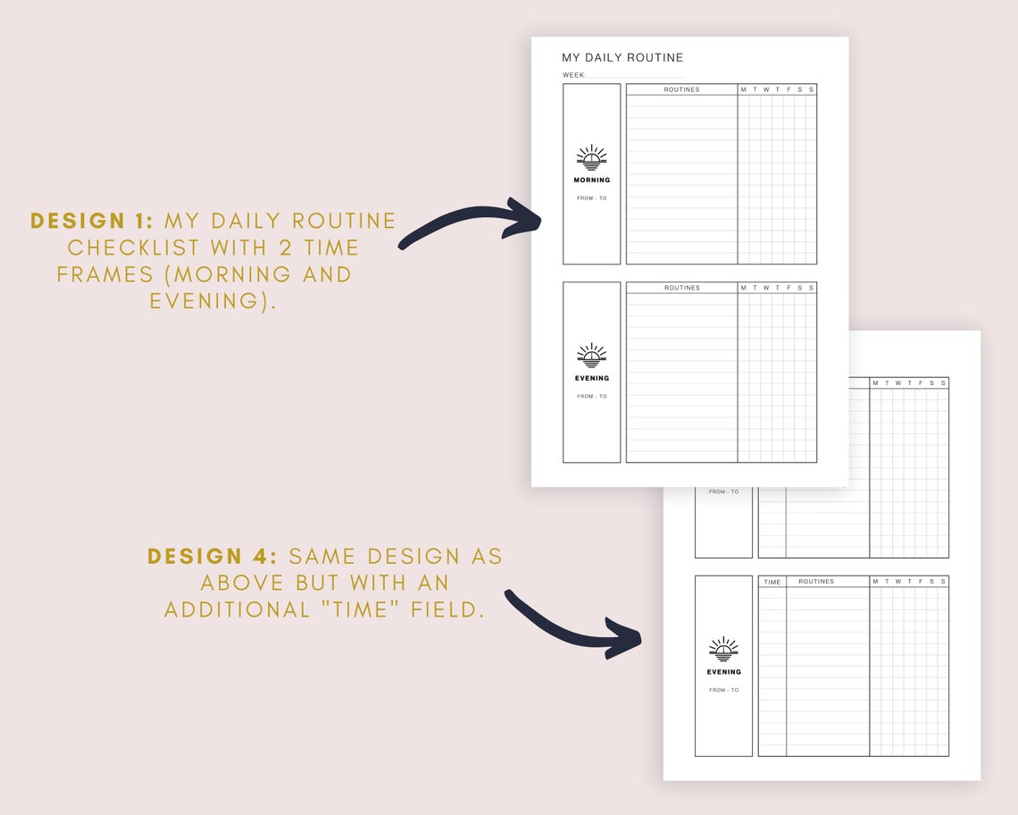 Daily Routine Checklist Editable Canva Template - Etsy